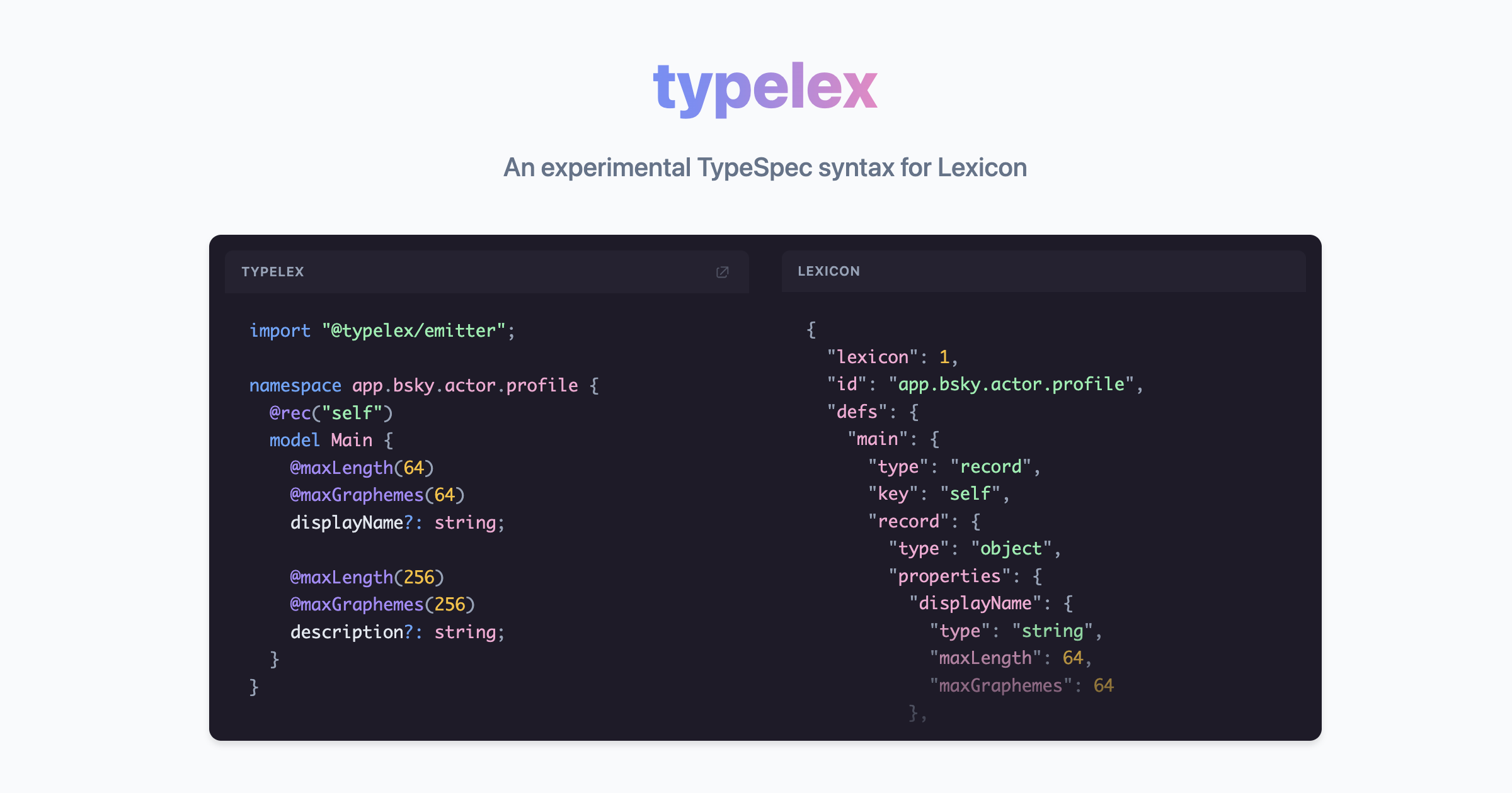 typelex – An experimental TypeSpec syntax for Lexicon